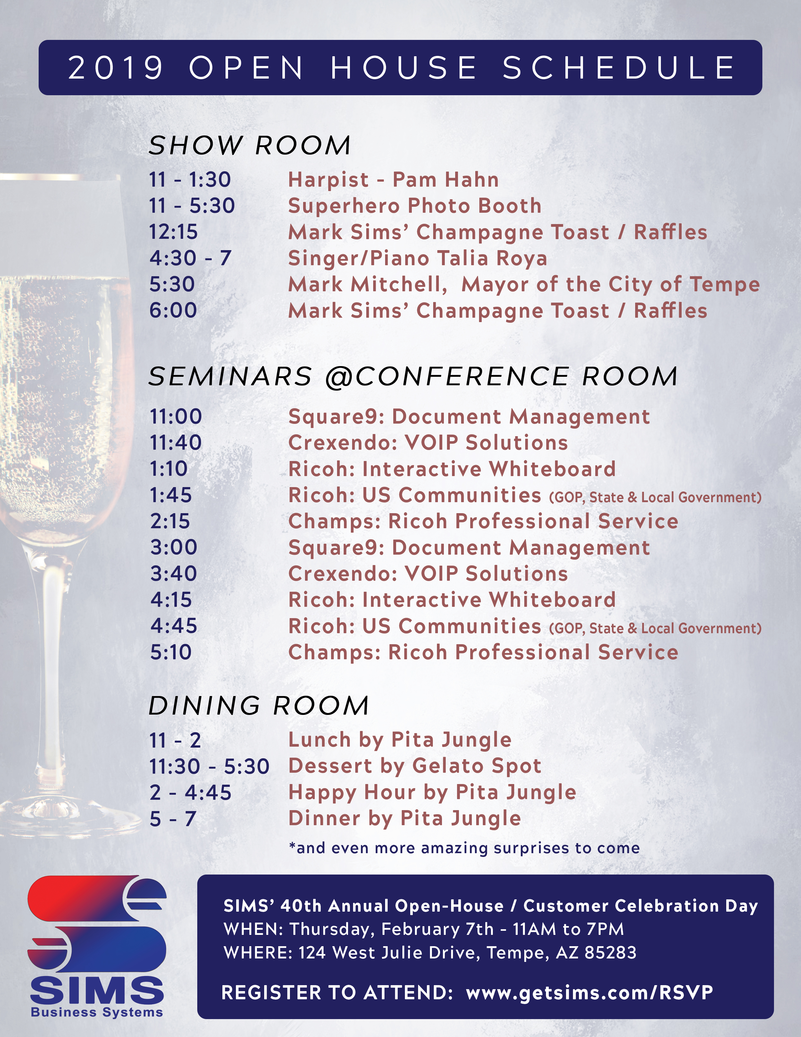 Open House Schedule 2019 Large | GETSIMS.COM